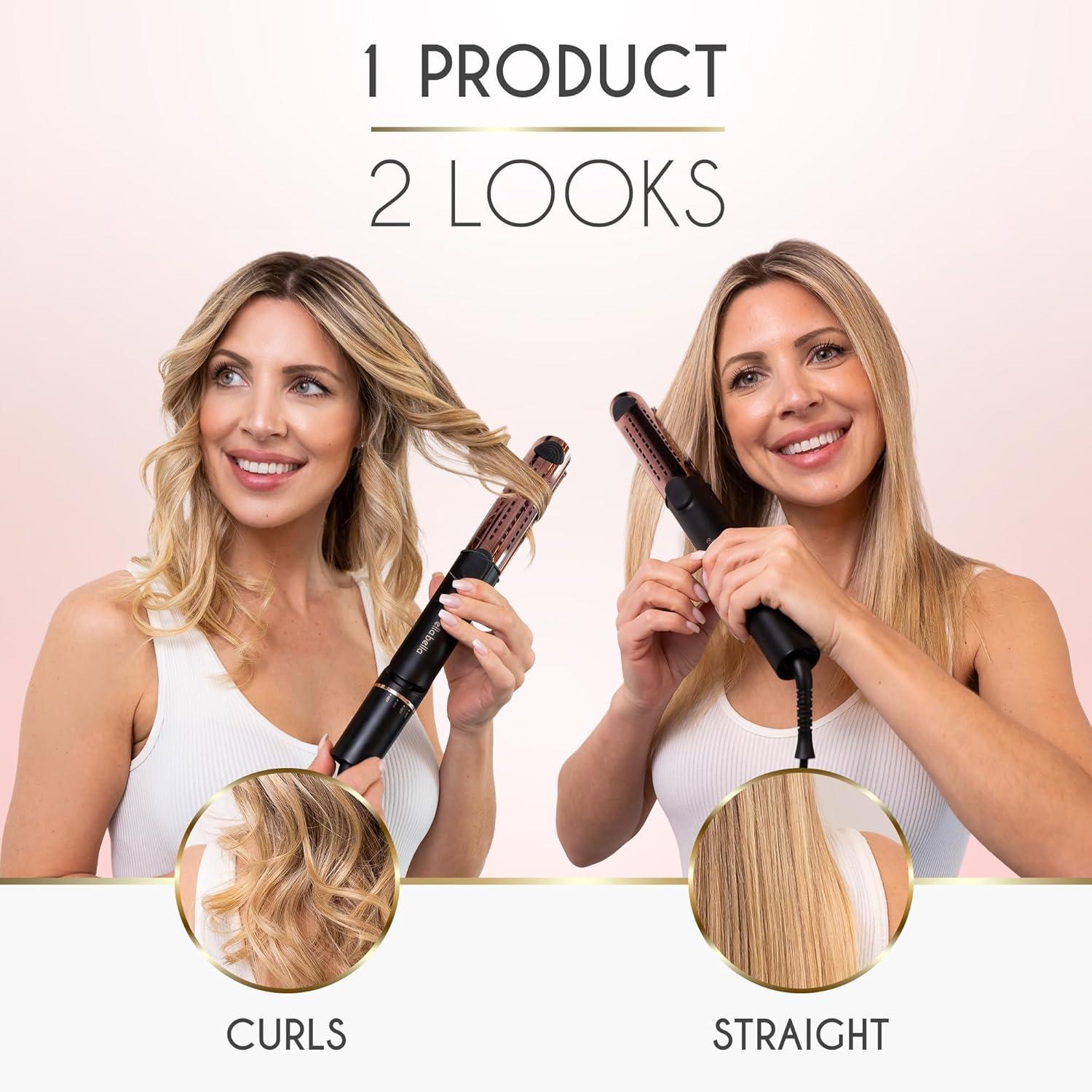 ELLA BELLA® Hair Straightener and Air Curler 2 in 1 • Titanium Flat ...
